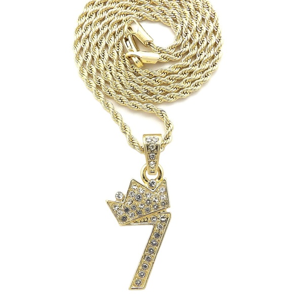 Accessories | Iced Out Number Crown Pendant 9 24 Rope Chain | Poshmark